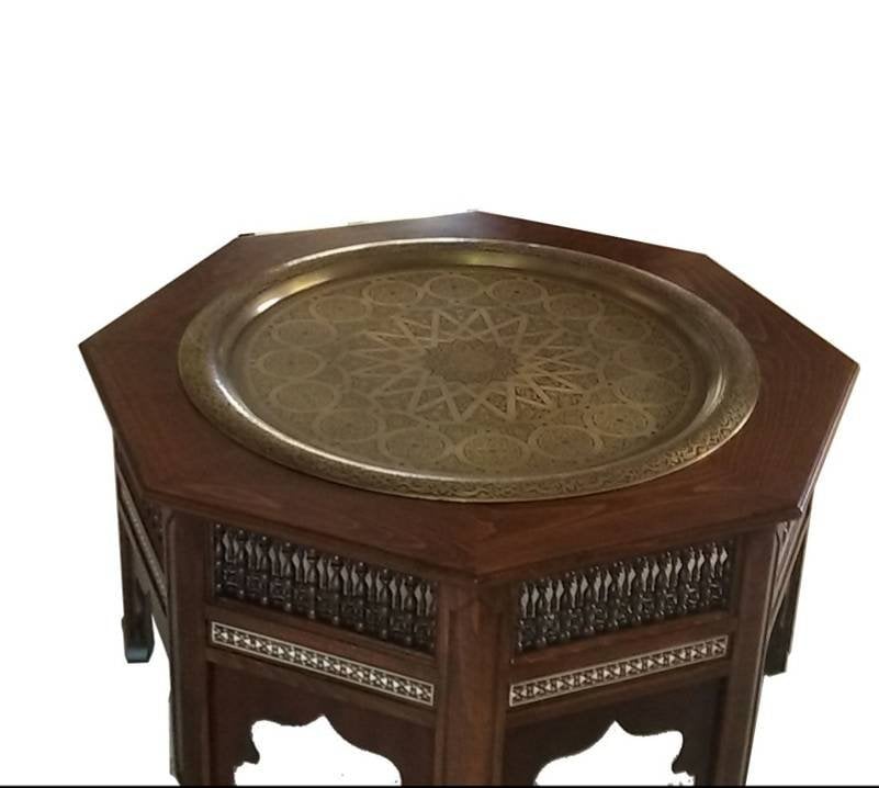 Arabesque Carved Centre Table With Copper Tray – BOHO OASIS